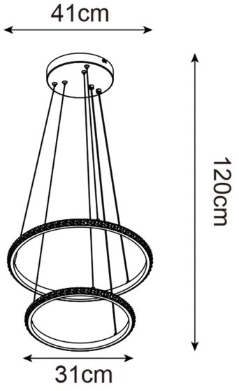 Zuma Line P22082M-2R - LED Lustr na lanku RIDE LED/22W/230V + LED/14W černá
