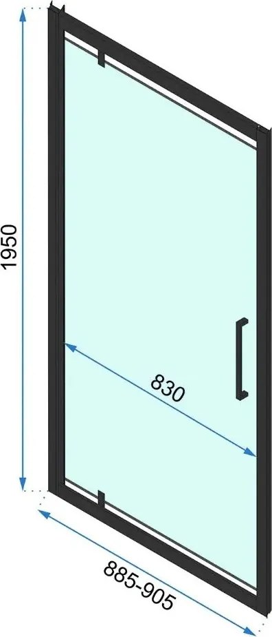 Rea Rapid Swing, 1-křídlé sprchové dveře 900x1950 mm, 6mm čiré sklo, zlatý matný profil, REA-K2502