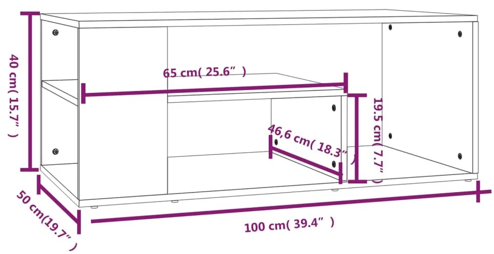 Konferenční stolek kouřový dub 100x50x40 cm kompozitní dřevo - Default Title