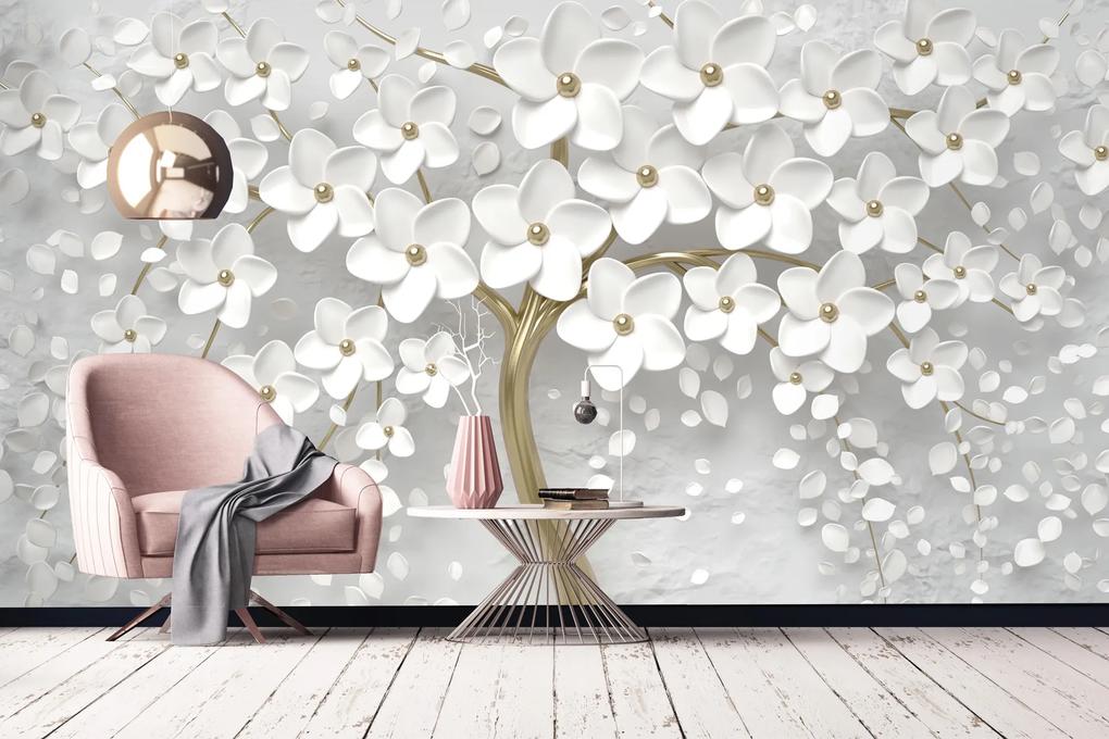 Malvis 3D tapeta Strom s bílými květy Vel. (šířka x výška): 288 x 200 cm