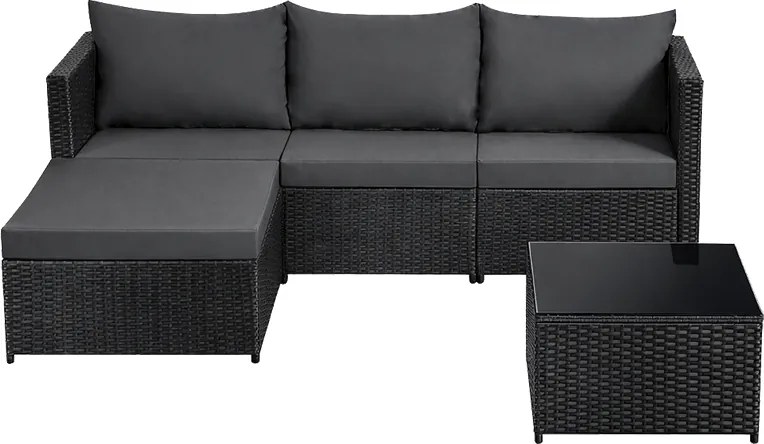 Velaco Ratanový zahradní nábytek Volta, 4 osoby, černý
