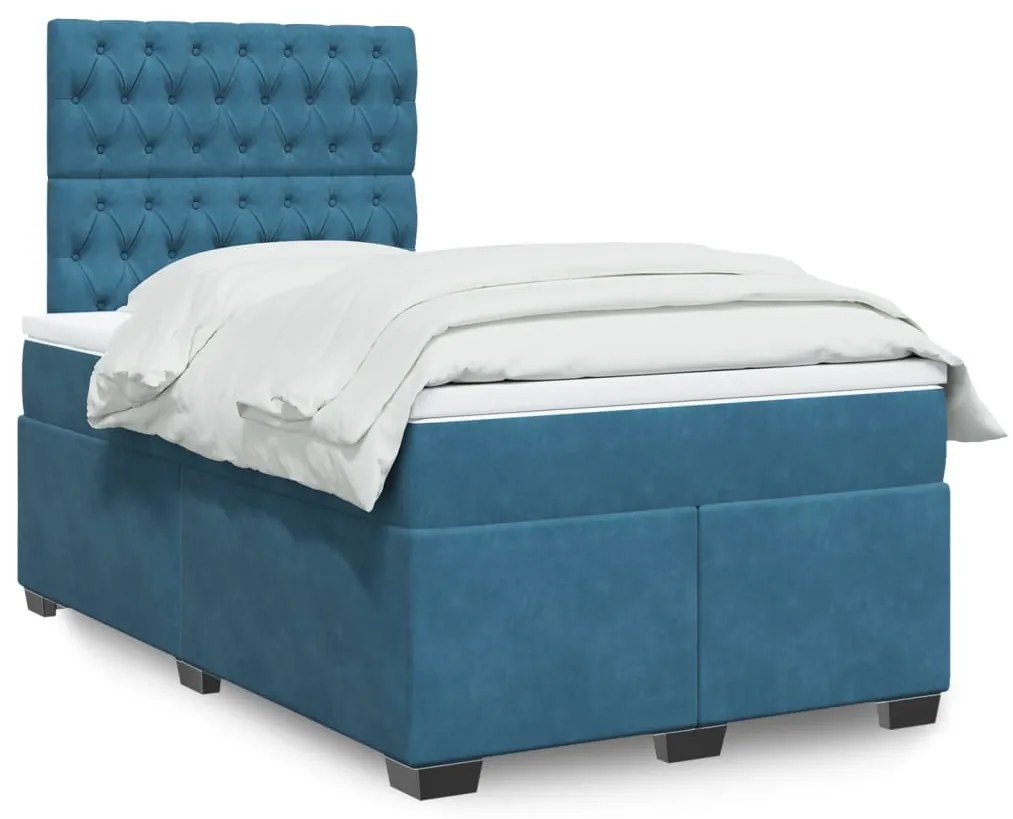 Box spring postel s matrací modrá 120 x 200 cm samet 3293192
