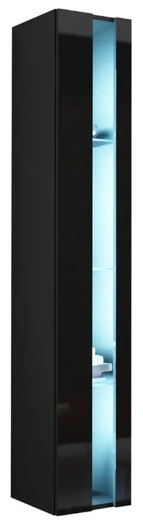 Vitrína Zigo New 180, Osvětlení: osvětlení LED - bílé, Barva: šedá / šedá lesk