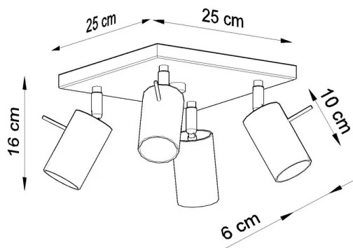 Sollux SL.0094 - Bodové svítidlo RING 4 4xGU10/10W/230V černá