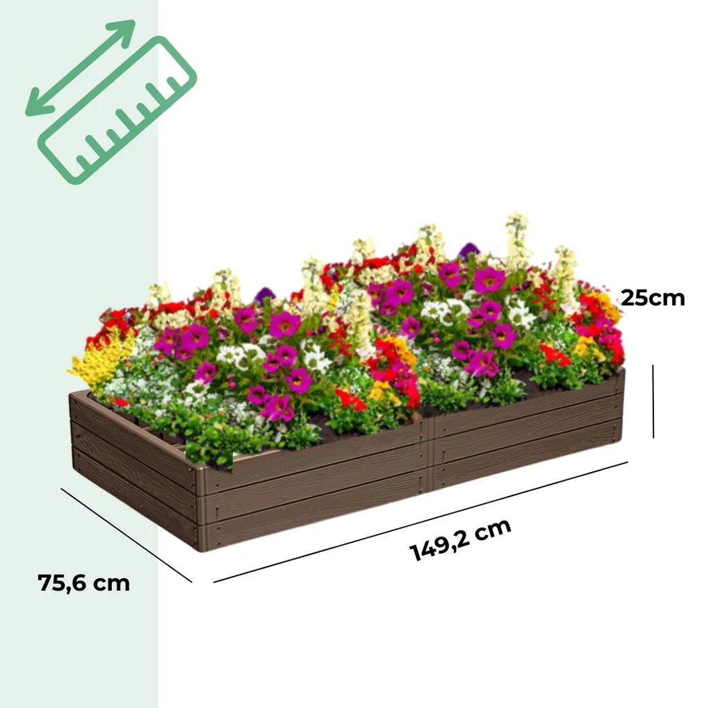 Vyvýšený záhon WOODY 149x75,6x25cm, hnědá Prosperplast