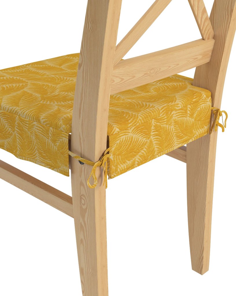 Sedák na židli IKEA Ingolf barva žlutá látka pletený vzor, vzorované