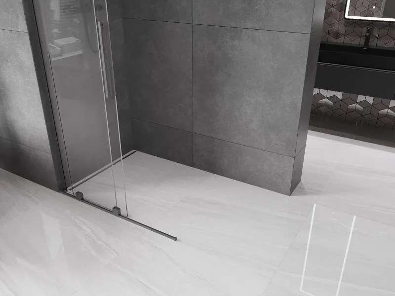 Mexen Velar L, posuvná sprchová zástěna Walk-in 120 x 200 cm, 8mm čiré sklo, broušený grafit, 871-120-003-03-95