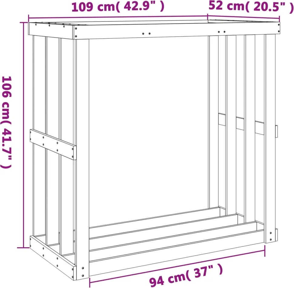 vidaXL Venkovní stojan na dřevo voskově hnědý 109x52x106 cm borovice