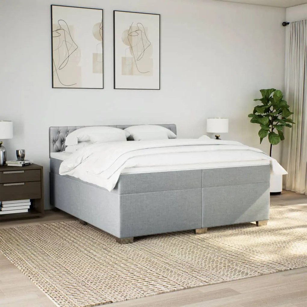 Box spring postel s matrací světle šedá 200 x 200 cm textil 3286002
