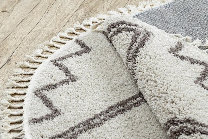 Dywany Łuszczów, Kusový koberec Berber Asila cream and brown kruh, 120x120 (průměr) kruh, hnědá, ložnice