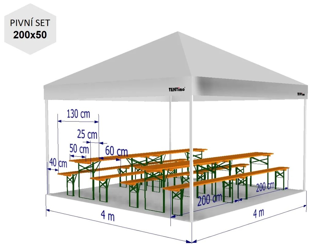 NŮŽKOVÝ PARTY STAN 4x4 m TENTino BIG HEXAGON Barva: 13A - SVĚTLE ZELENÁ