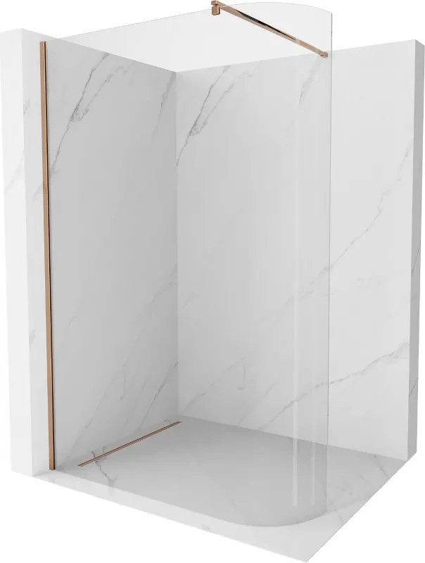 Mexen Kioto, zaoblená sprchová zástěna 140 x 200 cm, 8mm čiré sklo, růžové zlato profil, 800-140-101-60-06