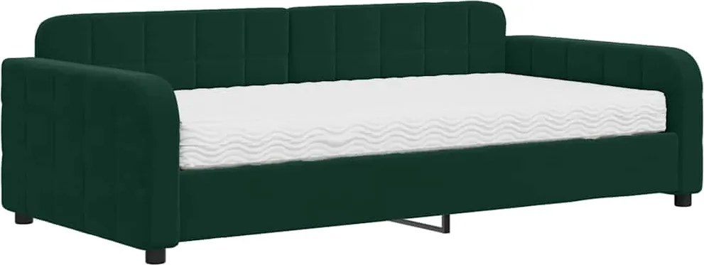 Válenda s matrací tmavě zelená 100 x 200 cm samet 3196914