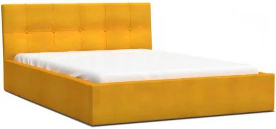 Luxusní manželská postel VEGAS 1 žlutá 140x200 z paris dřevěným roštem
