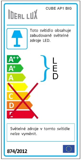 IDEAL LUX LED nástěnné osvětlení CUBE, 60cm 161792