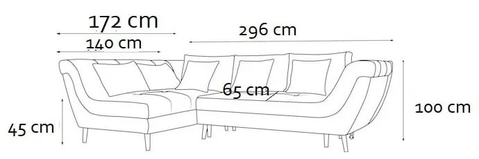 Petrolejová čtyřmístná rozkládací pohovka Bobochic Paris Real, levý roh