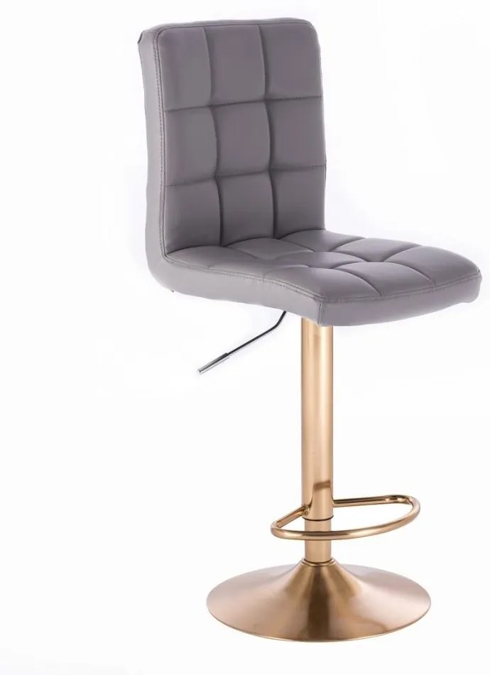 LuxuryForm DESIGN Barová židle TOLEDO na zlaté kulaté podstavě - šedá