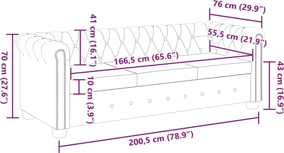 vidaXL Chesterfield sada 2místné a 3místné pohovky [274322] Barva: Hnědá