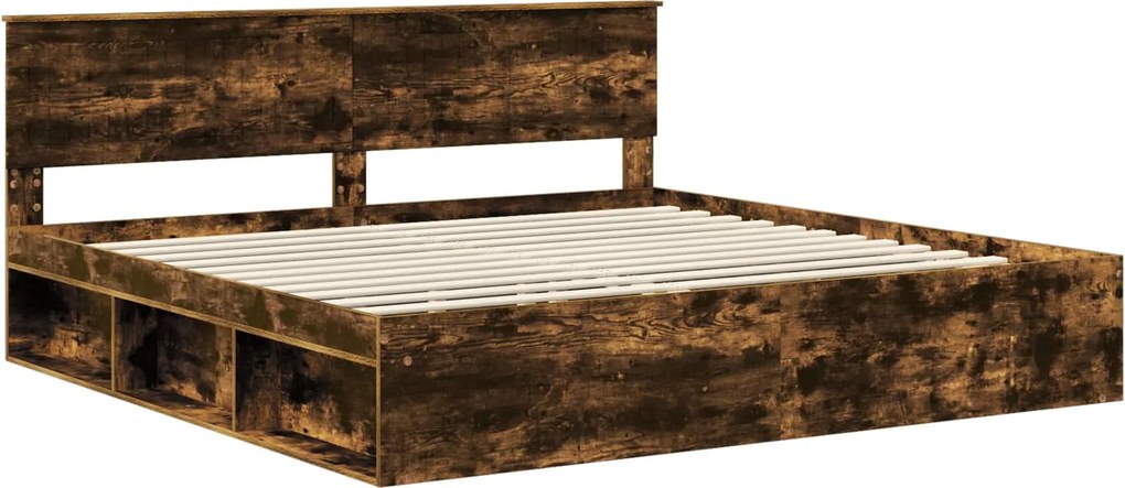 Rám postele Kouřový dub 200 x 200 cm Masivní borové dřevo 3410559