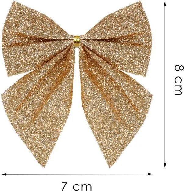 Vánoční mašle 8x7cm zlaté sada 6ks, vánoční dekorace