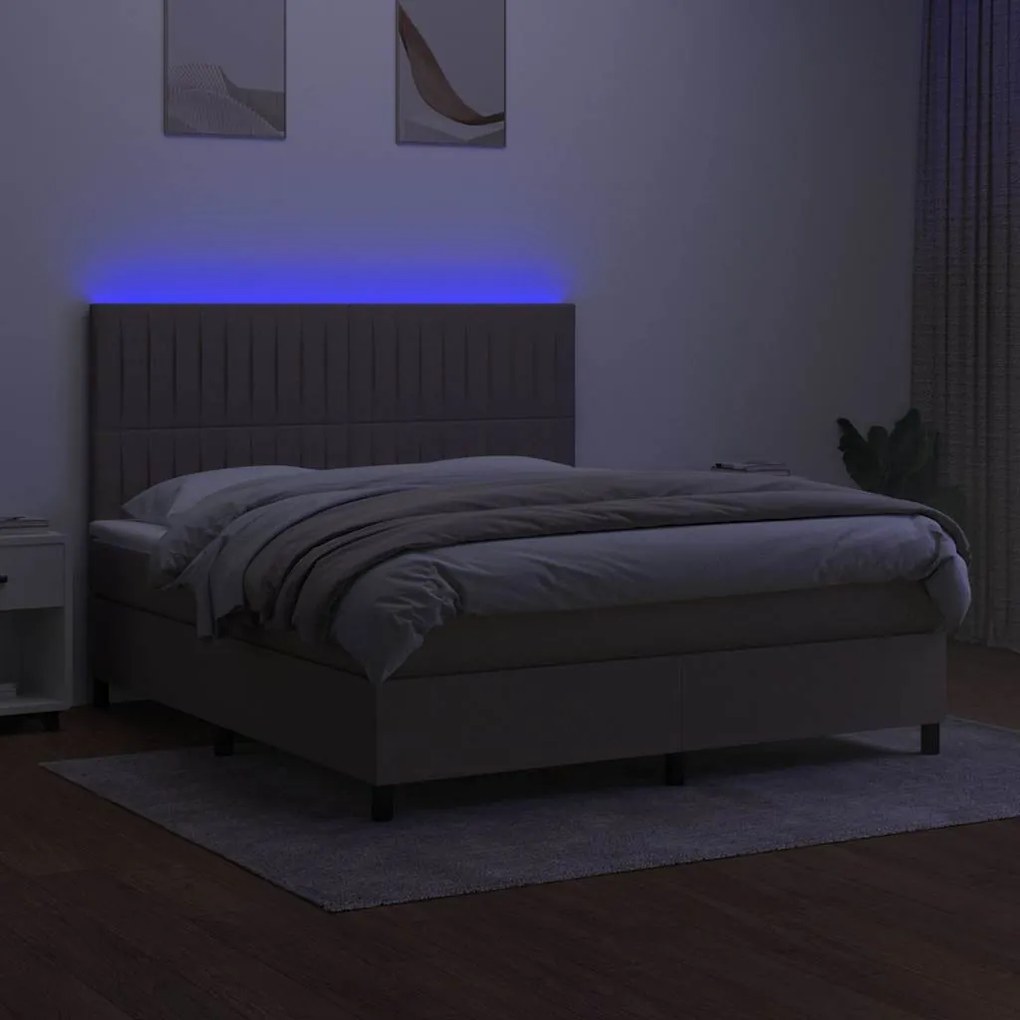 Box spring postel s matrací a LED taupe 180x200 cm textil 3135057
