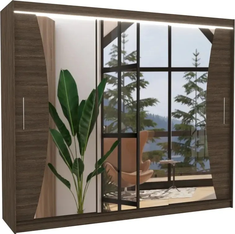 Posuvná skříň se zrcadlem a LED osvětlením DIEGO 250