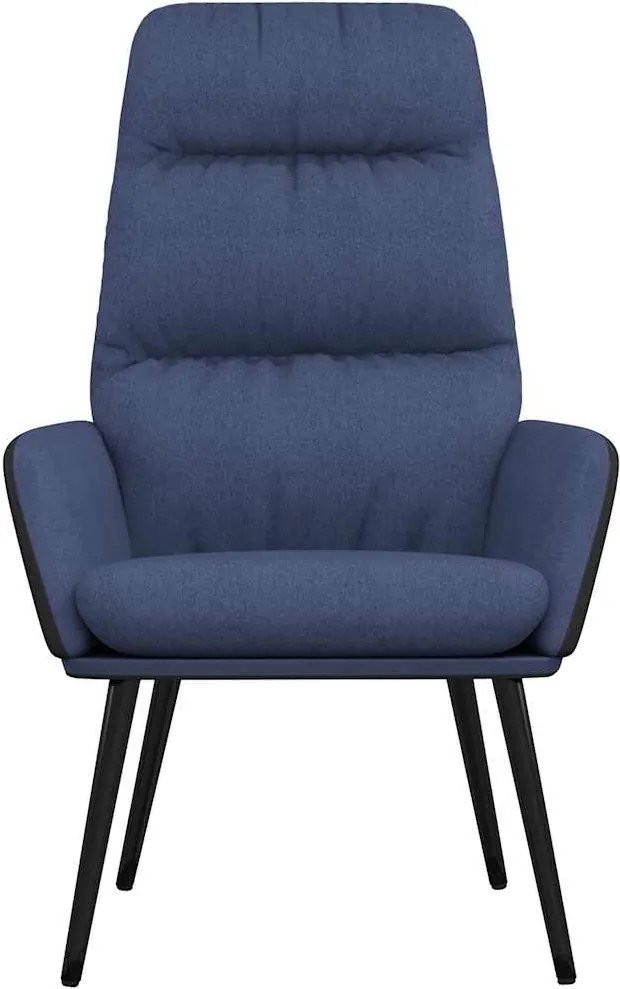 Relaxační křeslo se stoličkou modré textil a umělá kůže 3097510