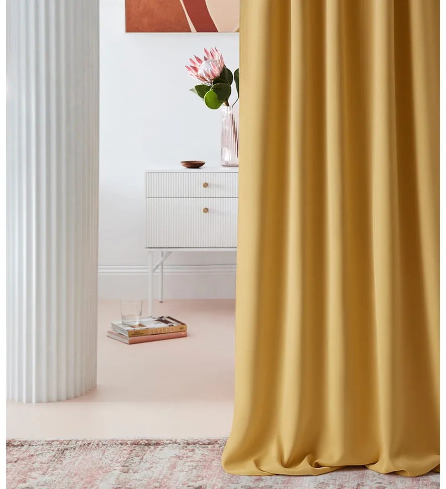 Room99 Hotový závěs na kroužcích Zatemňovací LAUREL Jednobarevný Barva: Béžová, Velikost: 140 x 260 cm