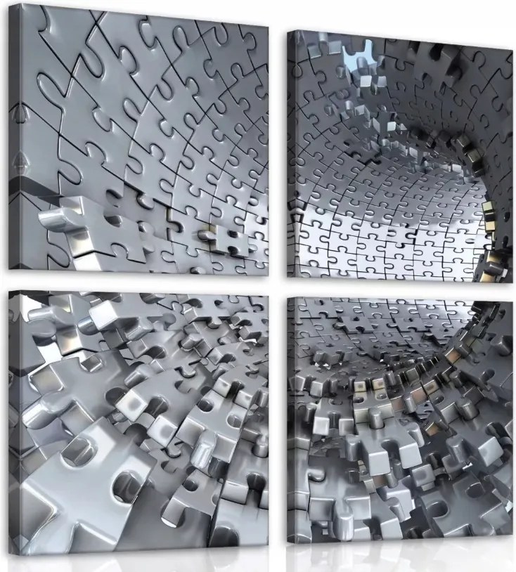 Obraz 50x50 Puzzle abstrakce 3D metalíza struktura objem hloubka dynamika