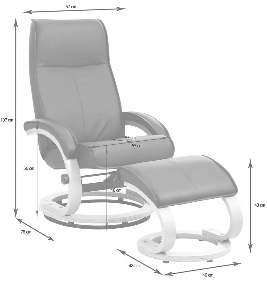 Set šedého polohovacího křesla a podnožky s potahem z textilie Støraa Rika