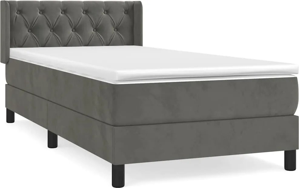 Box spring postel s matrací tmavě šedá 80 x 200 cm samet 3131106