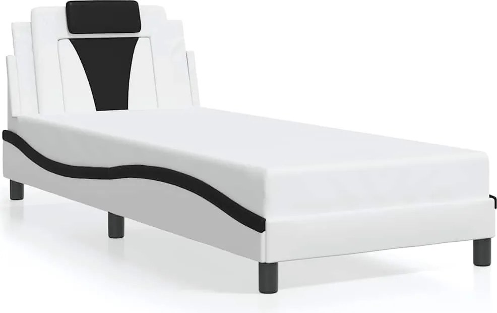 Rám postele Viana bez matrace bílý a černý 90 x 200 cm umělá kůže 3208074