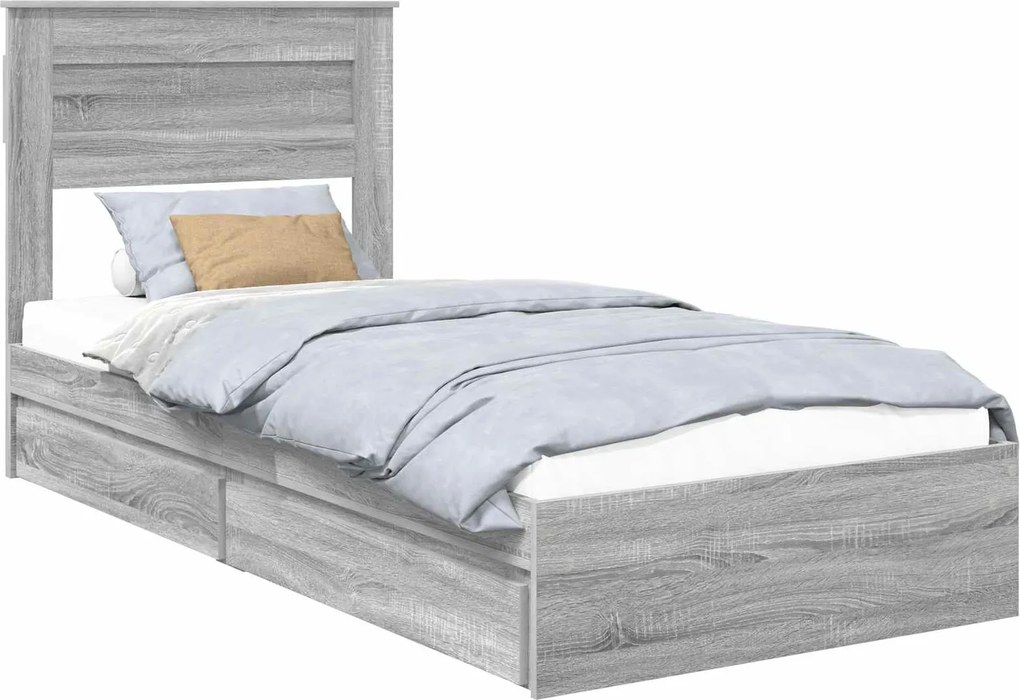 Postel s úložným prostorem se zásuvkou Šedá Sonoma 75 x 190 cm 3409952