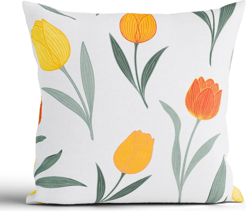 MK Lůžkoviny Bavlněný povlak na polštář Renforcé 40 x 40 cm - Květy tulipánů oranžové