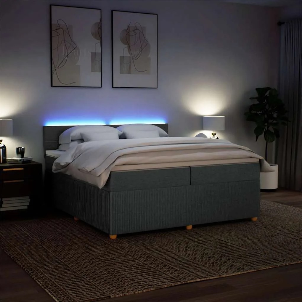 Box spring postel s matrací tmavě šedá 200x200 cm textil 3289864
