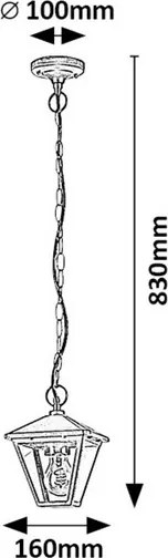 Rabalux Venkovní závěsné svítidlo PARAVENTO max. 1x40W | E27 | IP44 - černá