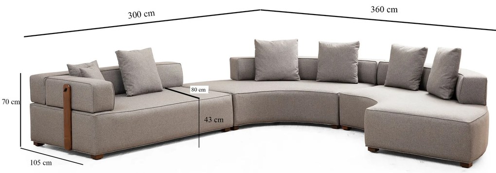 Hanah Home Rohová pohovka GONDOL s lenoškou vlevo šedá 560ARE1206