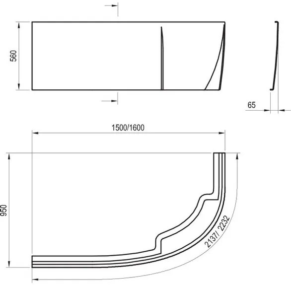 Ravak Rosa 95 Panel 150 cm, pravá varianta, CZ56100A00