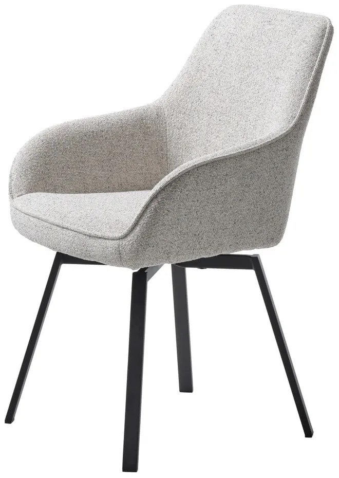 Světle šedé čalouněné jídelní křeslo s područkami Alma – Unique Furniture