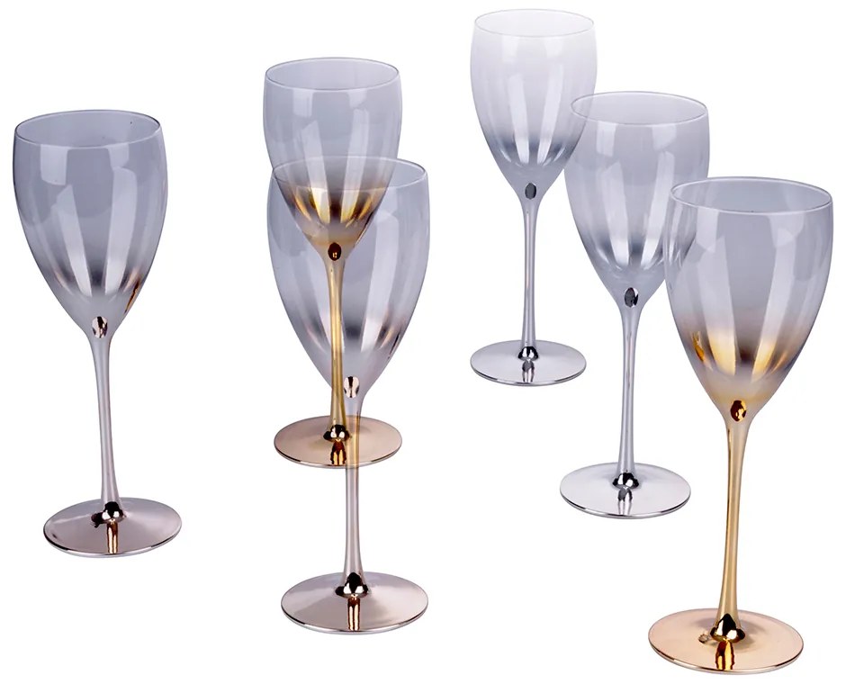 VILLA D’ESTE HOME TIVOLI Sada designových sklenic na víno Très Chic 6 kusů, sklo, vícebarevný, 410 ml