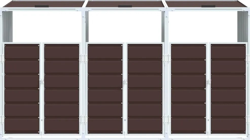 vidaXL Box na 3 popelnice 216 x 81 x 115 cm ocel [4006182] Barva: Šedá