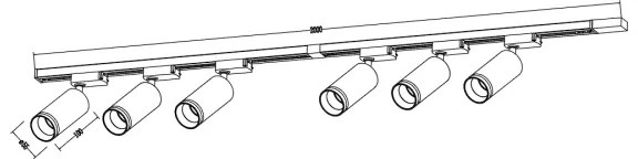 Bodové svítidlo v lištovém systému PIPE 6xGU10/10W/230V černá