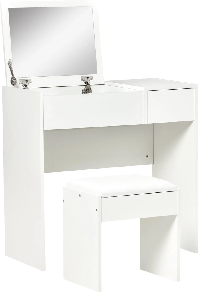 HOMCOM Moderní toaletní stolek 80Š x 40H x 79V cm se sklopným zrcadlem, zásuvkou a úložným prostorem + stůl | Aosom