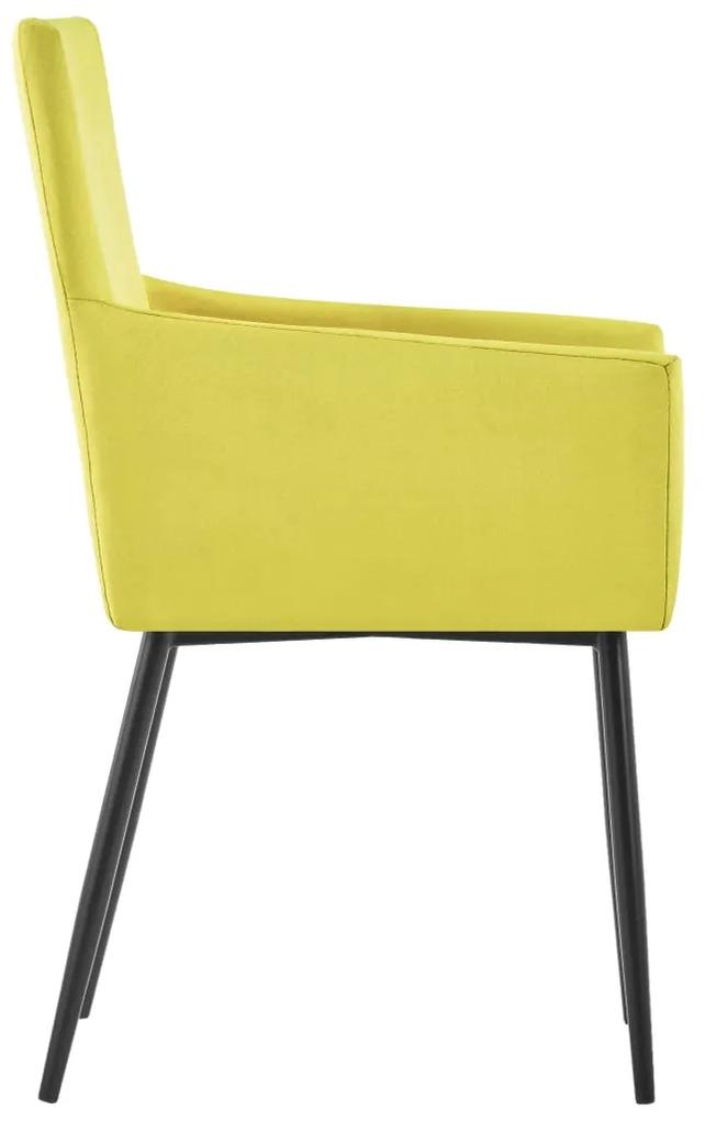 Jídelní židle s područkami 4 ks žluté textil,  279706