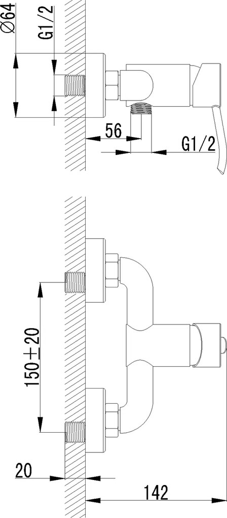 Sapho Sapho, LUKA nástěnná sprchová baterie, chrom, LK11