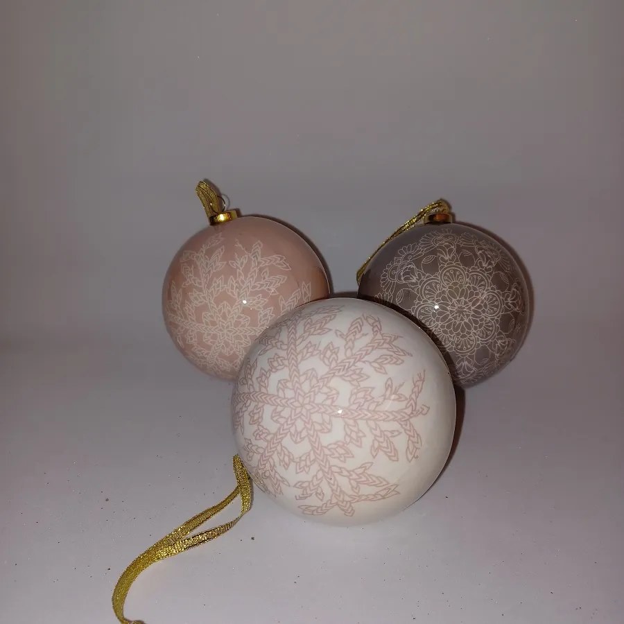 Sada vánočních ozdob koule 8 cm, vločky 3 barvy, plast, balení 6 ks
