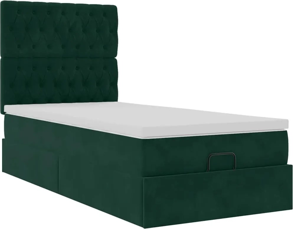 Osmanský rám postele s matracemi tmavě šedá 90x200cm samet 3313520