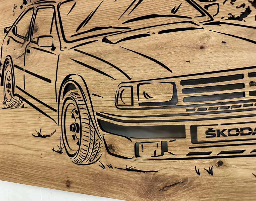 Li-Go "Škoda 130" světelný obraz 230V 80x53 cm provedení povrchu: dub světlý