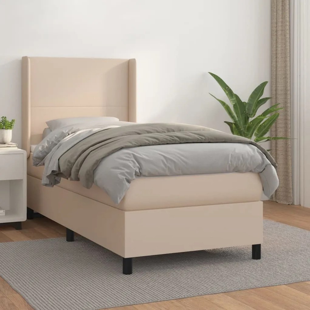 Box spring postel s matrací cappuccino 100x200 cm umělá kůže 3132368
