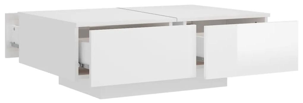 Konferenční stolek bílý vysoký lesk 90 x 60 x 31 cm dřevotříska - Default Title